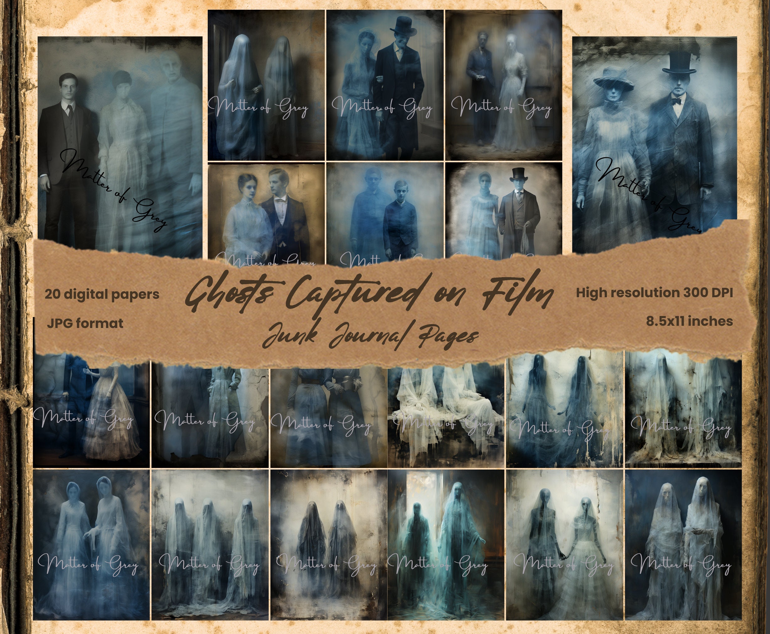 Ghosts Captured on Film Haunting 19th Century Junk Journal Pages. Vintage Style Printable ...