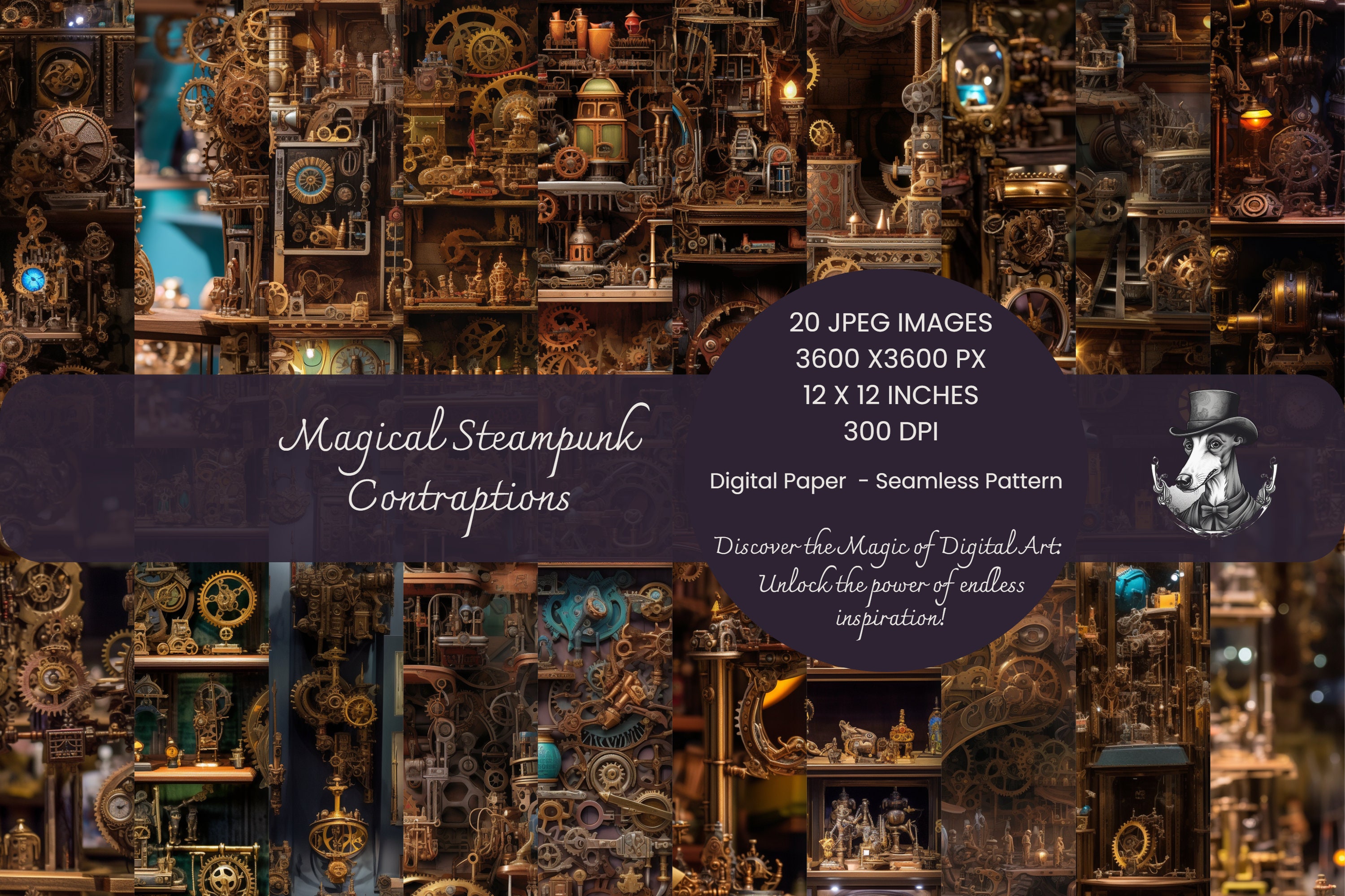 Steampunk Enchanted Contraptions. Seamless Pattern Paper as an Instant ...