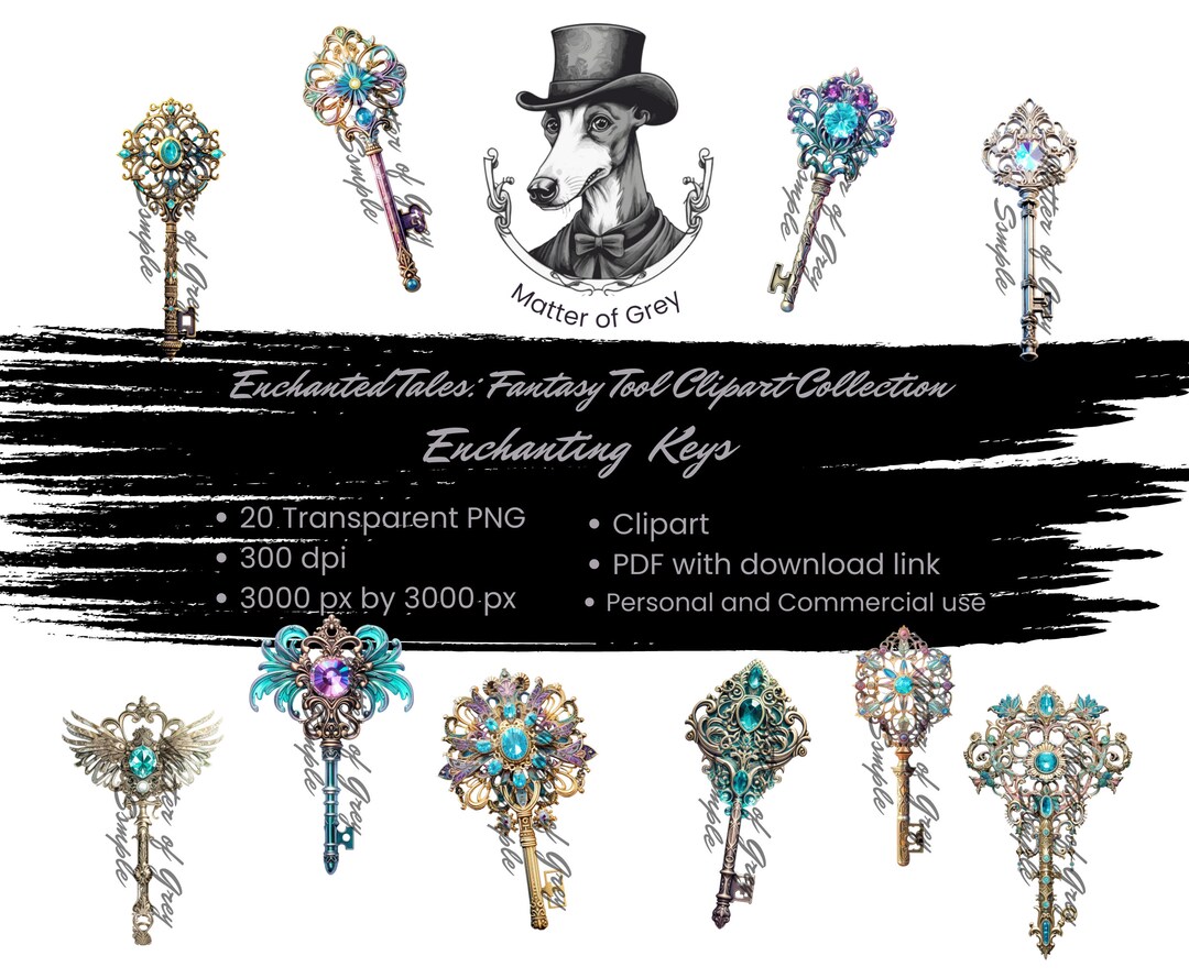 Enchanted Fantasy Keys: Digital Clipart for Crafting and Invitations - Etsy