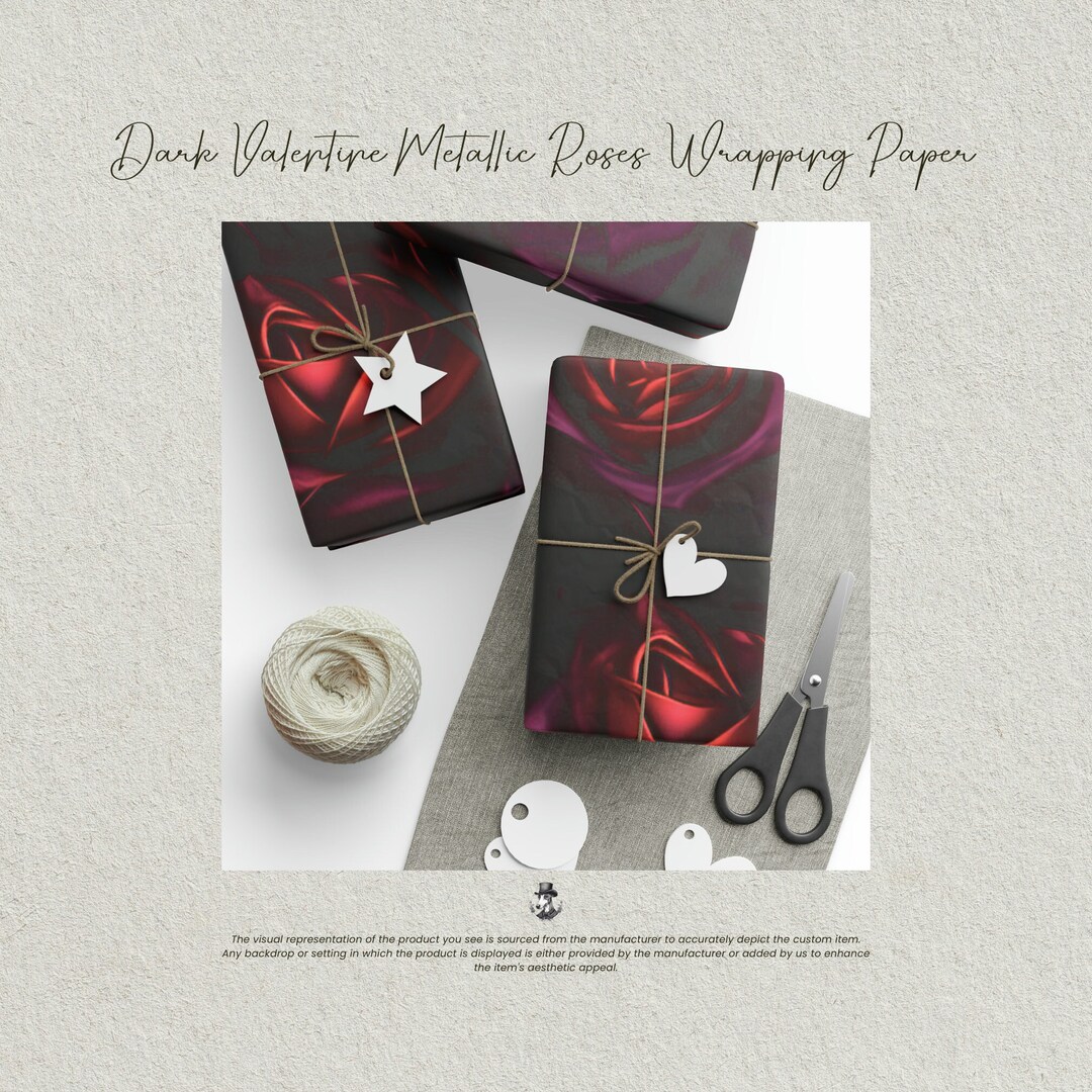 Wrapping Paper Metallic Dark Rose. Elegant Vintage-inspired Art in 3 ...