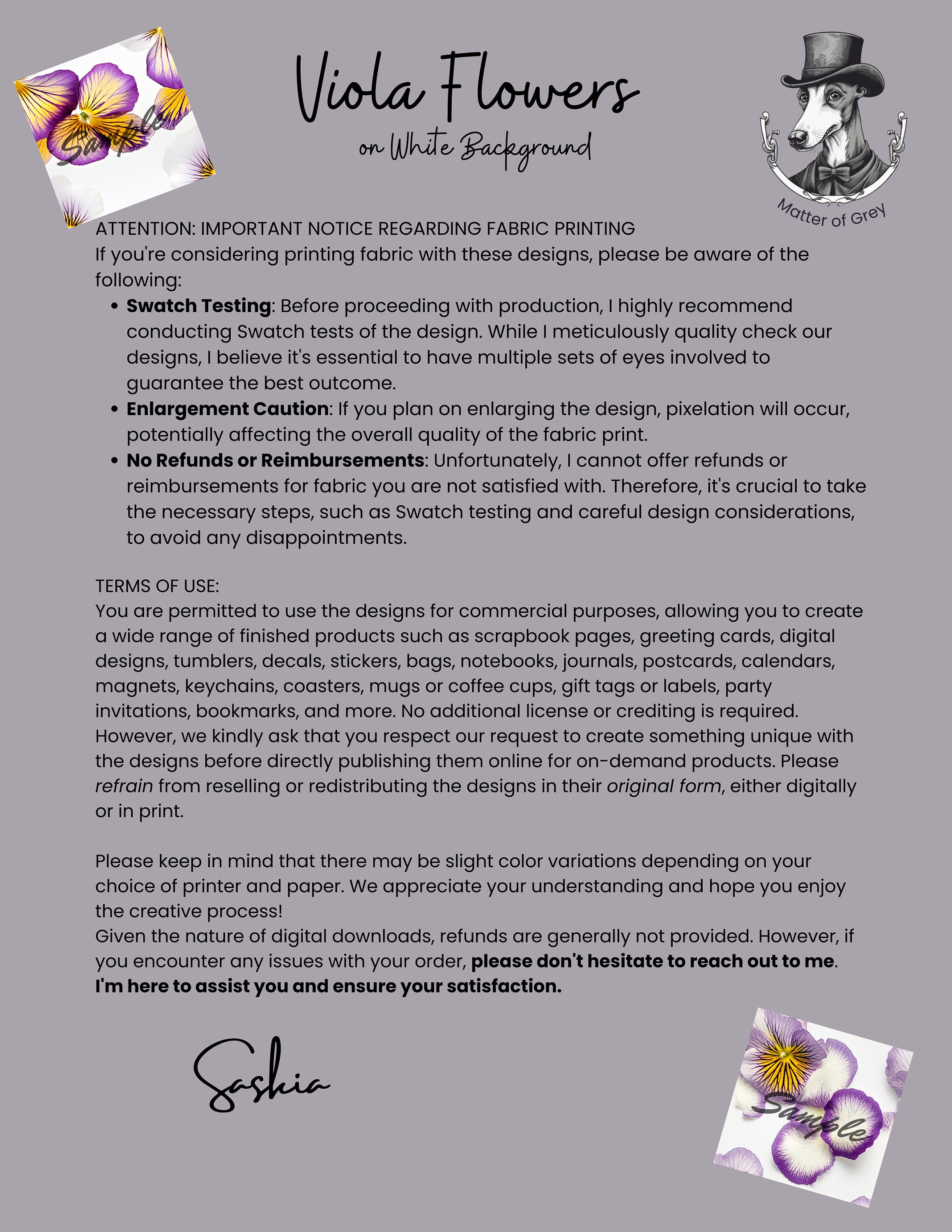 Violets Seamless Pattern Digital Paper on a White Background. Viola ...