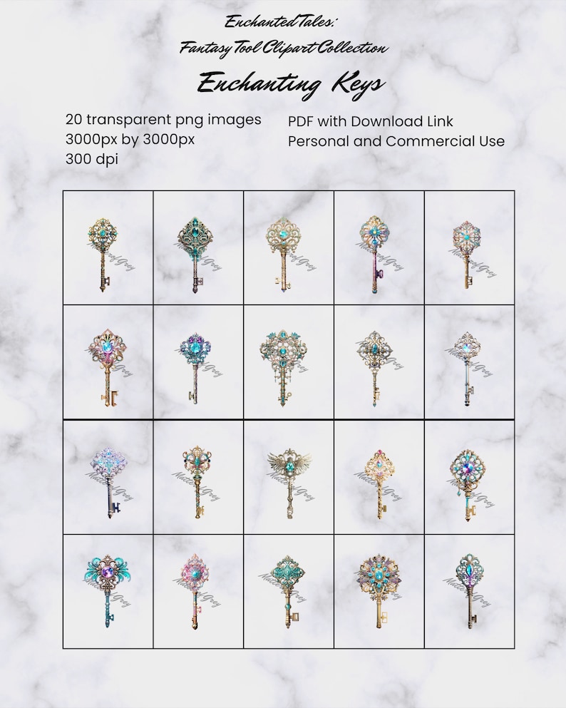 Enchanted Fantasy Keys: Digital Clipart for Crafting and Invitations - Etsy