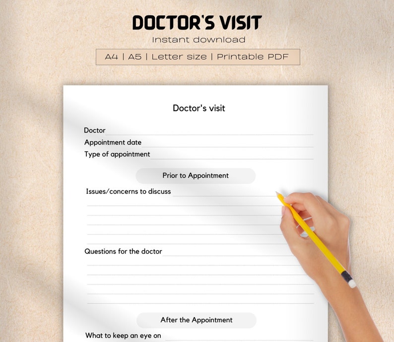 Doctor Visit Printable Template, Medical Visits, Undated Pages ...