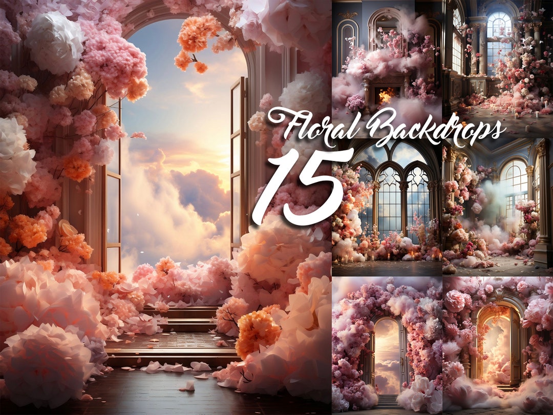 15 Digital Backdrops, Floral Digital Studio Backdrops, Maternity Studio ...