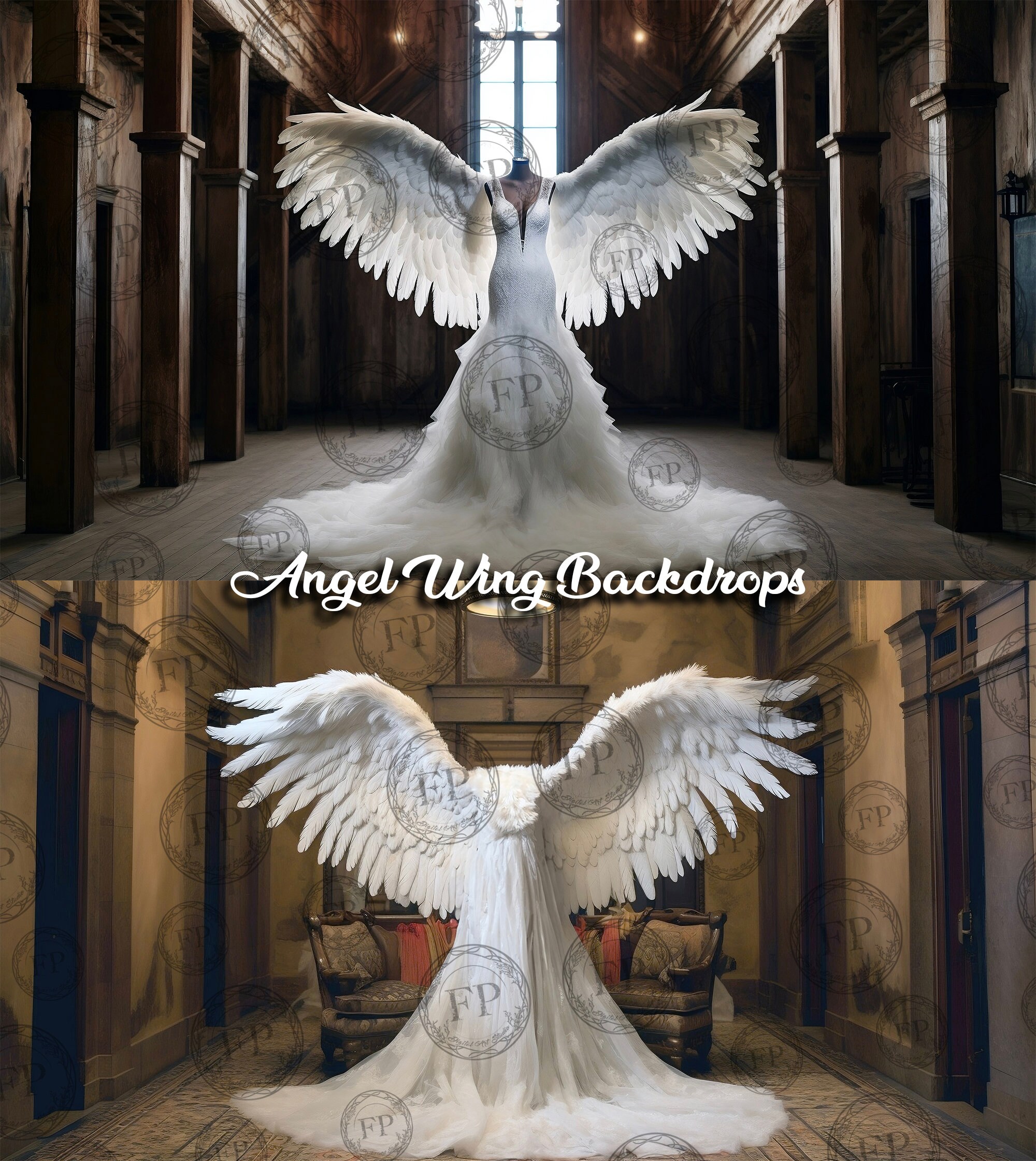 12 Digital Backdrops Angel Wing Digital Studio Backdrops - Etsy