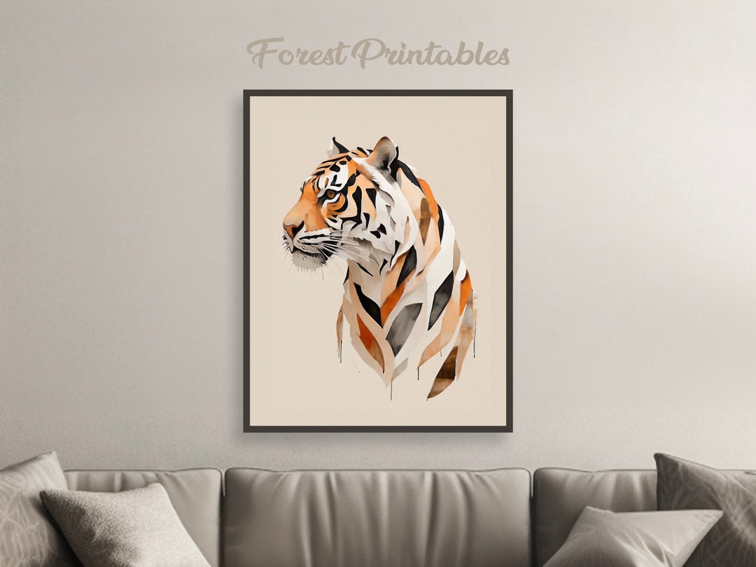 Abstract Tiger Art Print, Tiger Wall Art, Printable Tiger Art, Boho ...