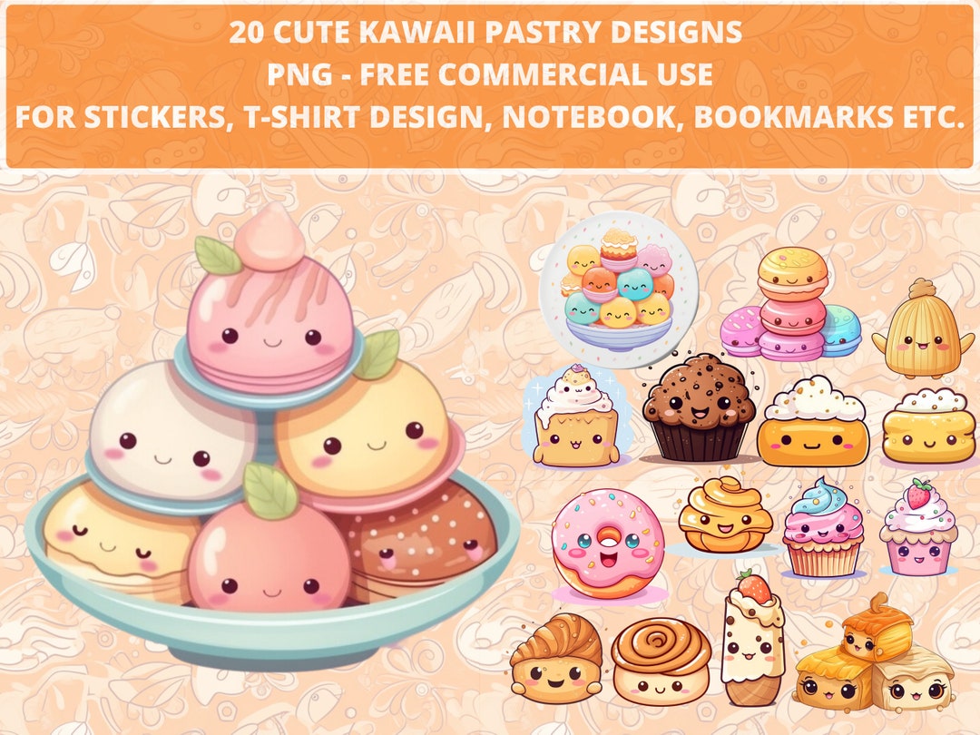 Adorable Cute Kawaii Pastry Clip Art PNG Designs Free - Etsy