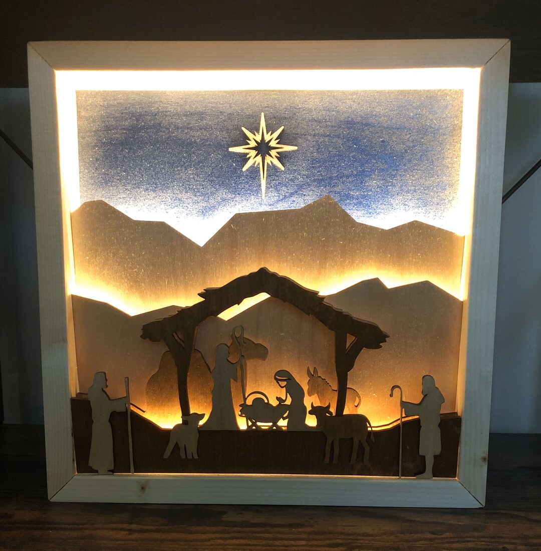 Nativity Scene LED Lighted Wall Art - Etsy