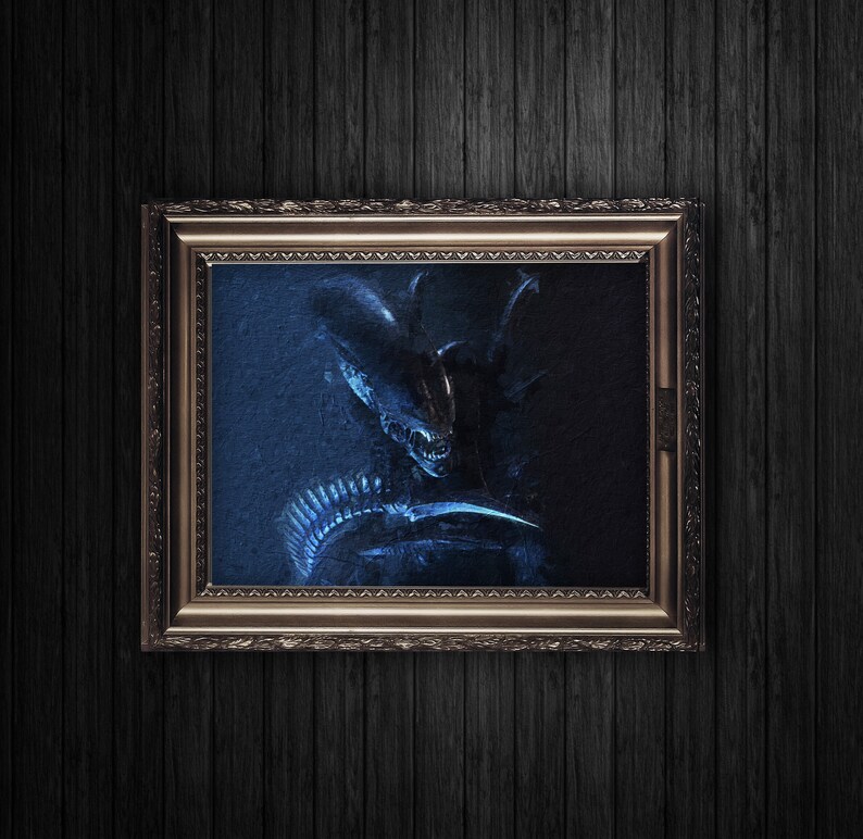 Alien Art / Alien Oil Art / Xenomorph Paint / Oil Art / Dark - Etsy