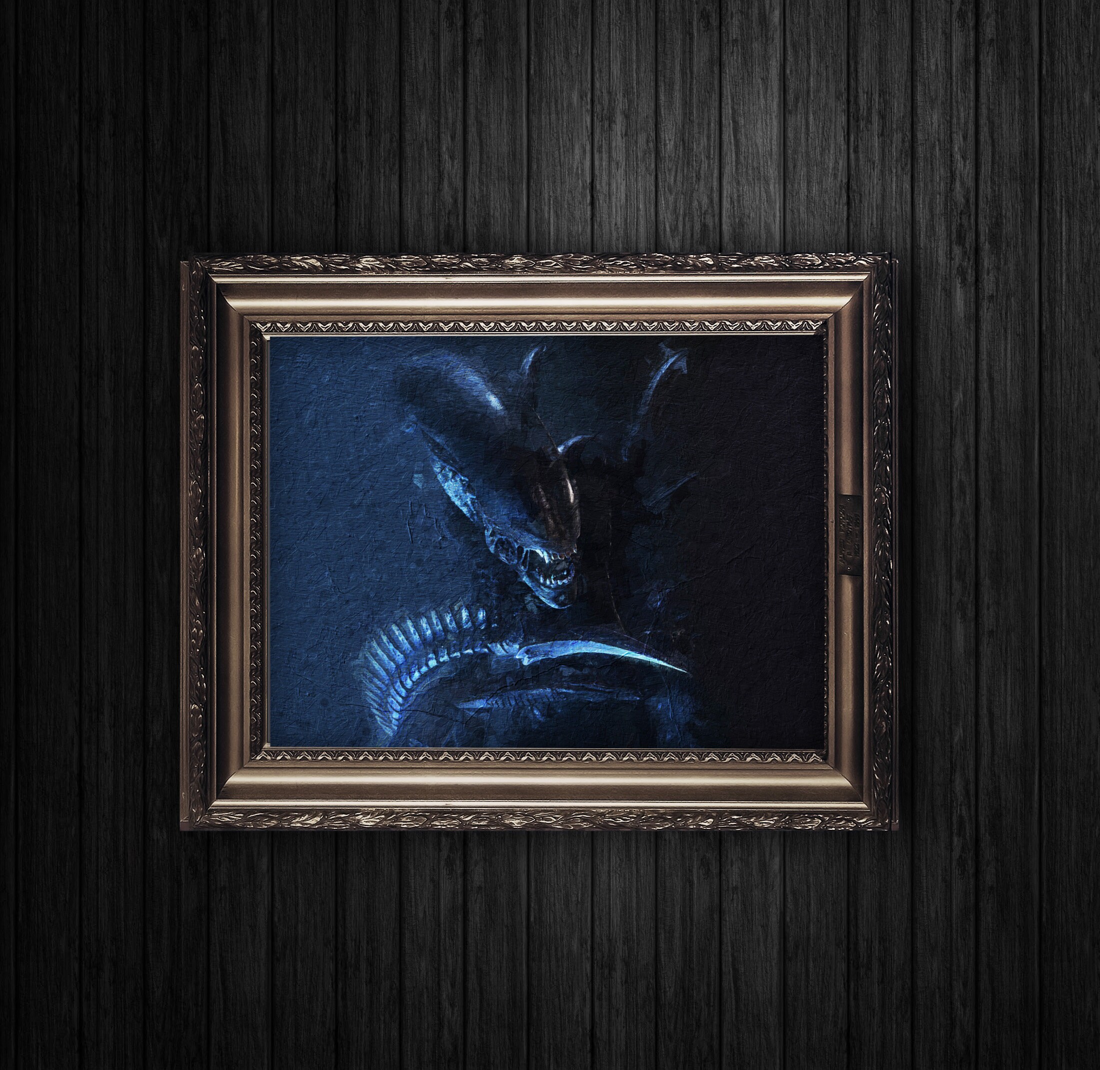 Alien Art / Alien Oil Art / Xenomorph Paint / Oil Art / Dark - Etsy