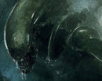 Alien Art / Alien Oil Art / Xenomorph Paint / Oil Art / Dark - Etsy