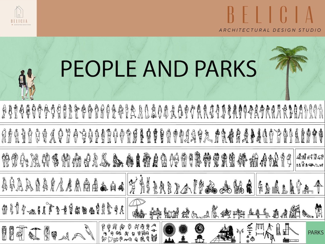 2D Autocad People and Park Blocks , Human Templates , DWG für ...