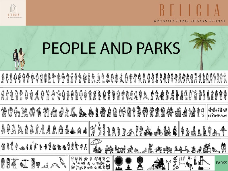 2D Autocad People and Park Blocks , Human Templates , DWG for ...