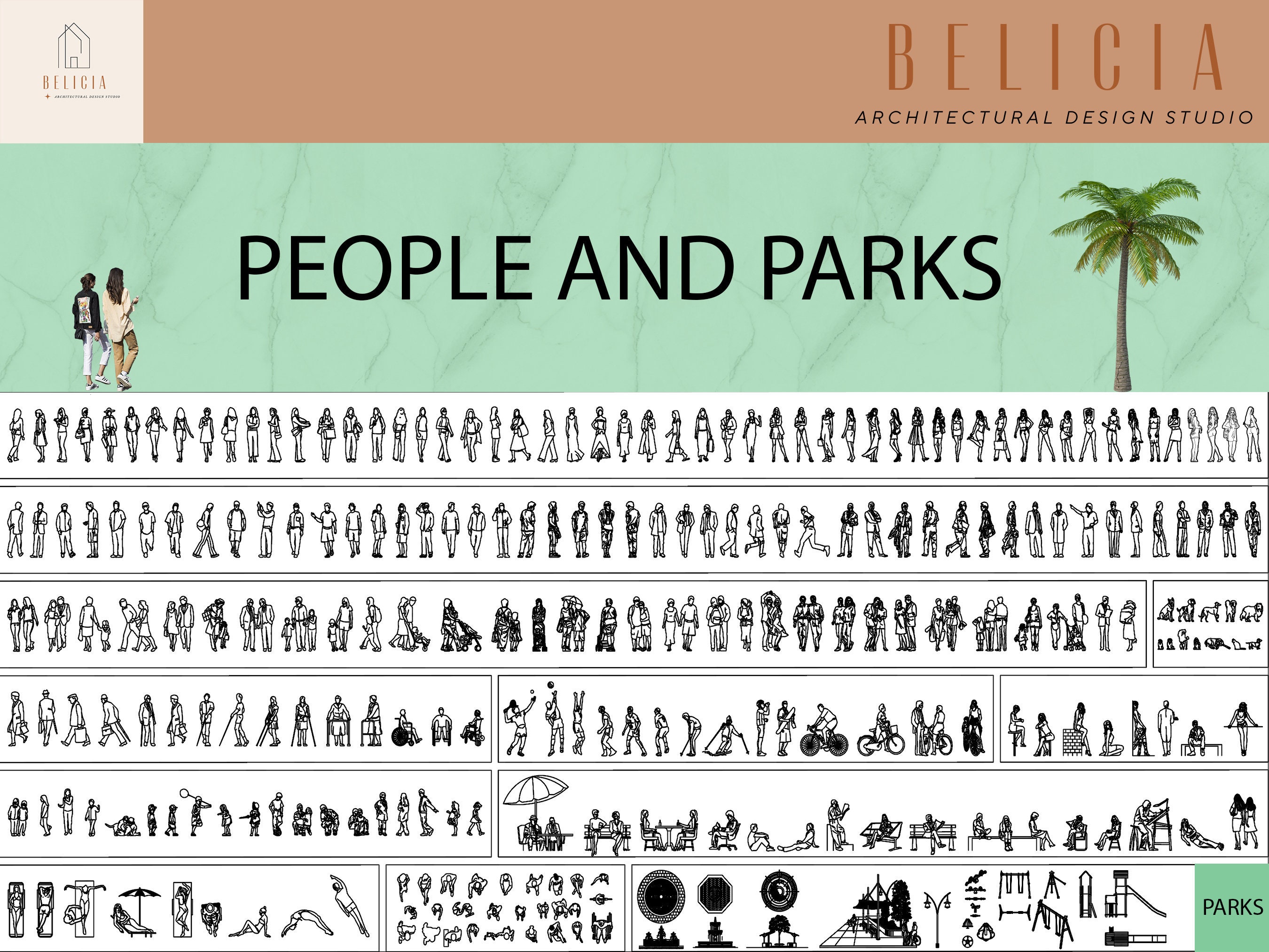 2D Autocad People and Park Blocks , Human Templates , DWG for ...