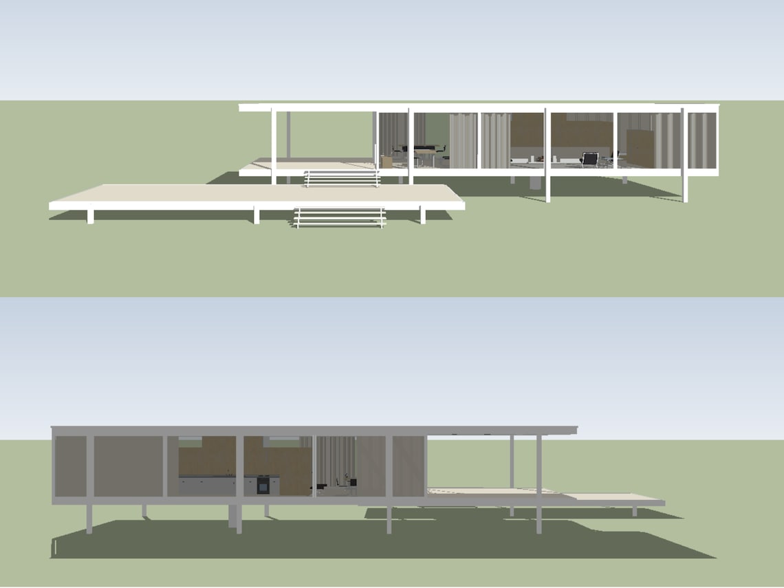 Farnsworth House Sketchup File - Architectural Masterpiece by Mies Van ...