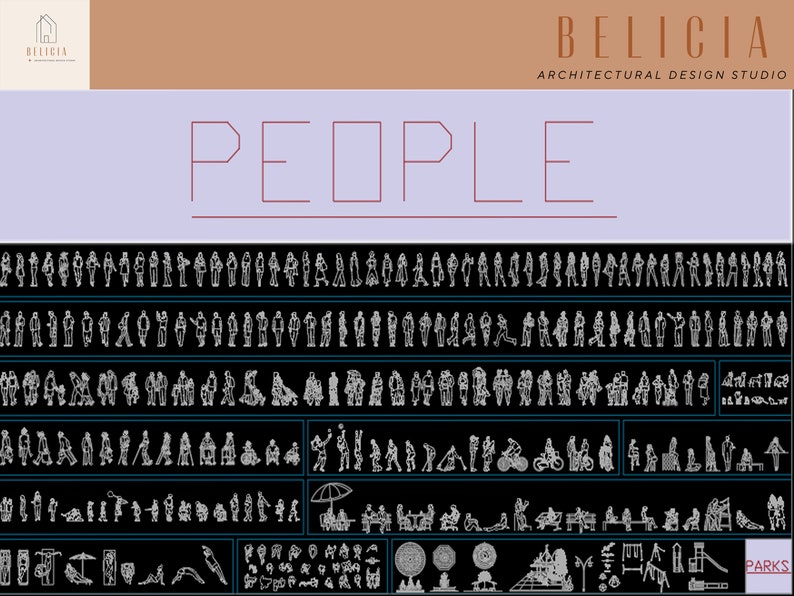 2D Autocad People and Park Blocks , Human Templates , DWG for ...
