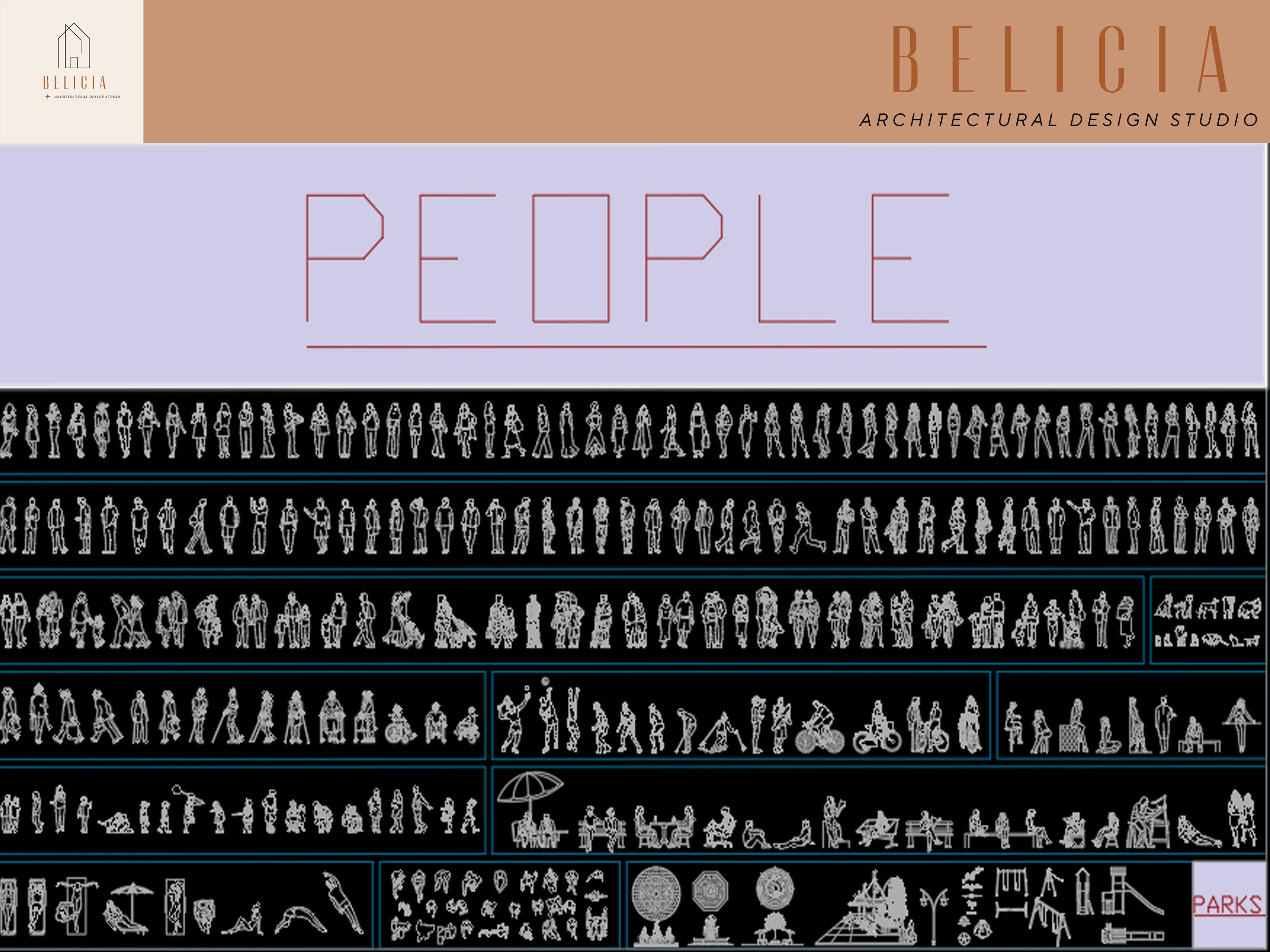 2D Autocad People and Park Blocks , Human Templates , DWG for ...