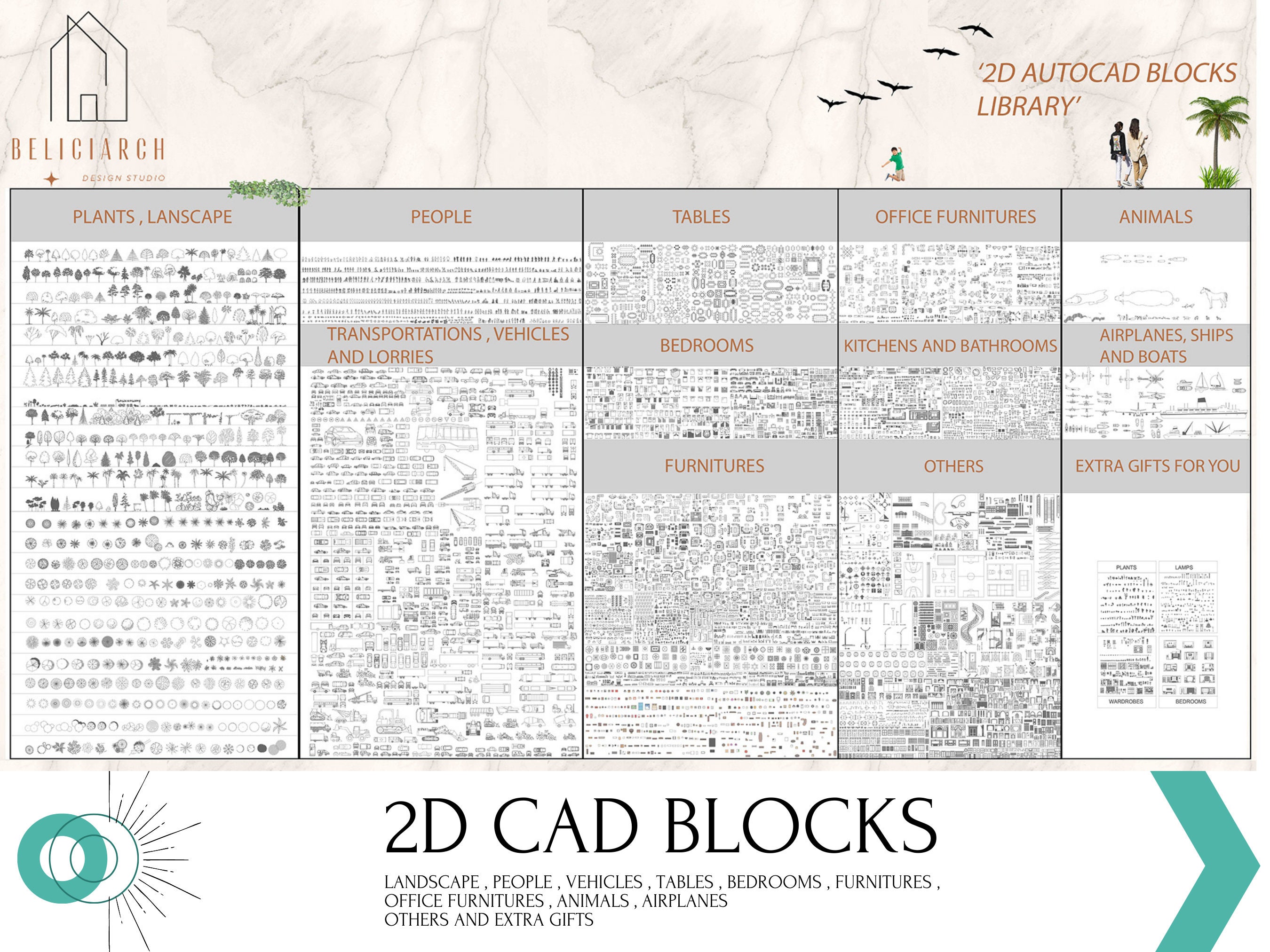 Mega Autocad Blocks 2D DWG CAD Library , Templates, Drawings ,bundle ...