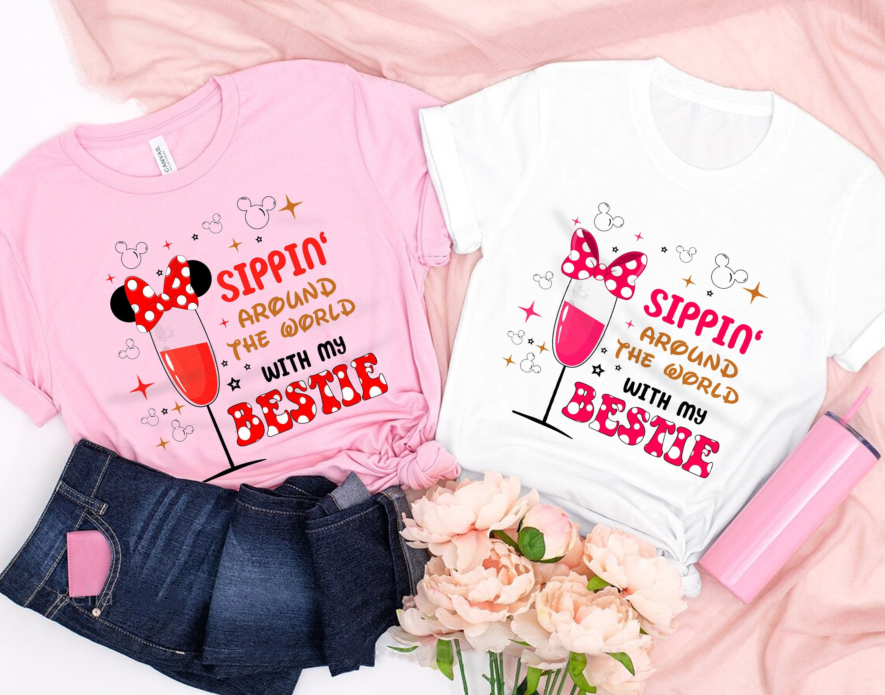 Sippin' Around the World With My Bestie Shirt, Disney Matching Shirts ...