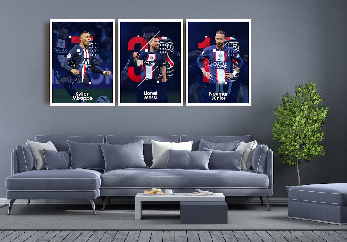 Lionel Messi Poster Neymar J Poster Mbappe Poster Set Psg Poster Set ...