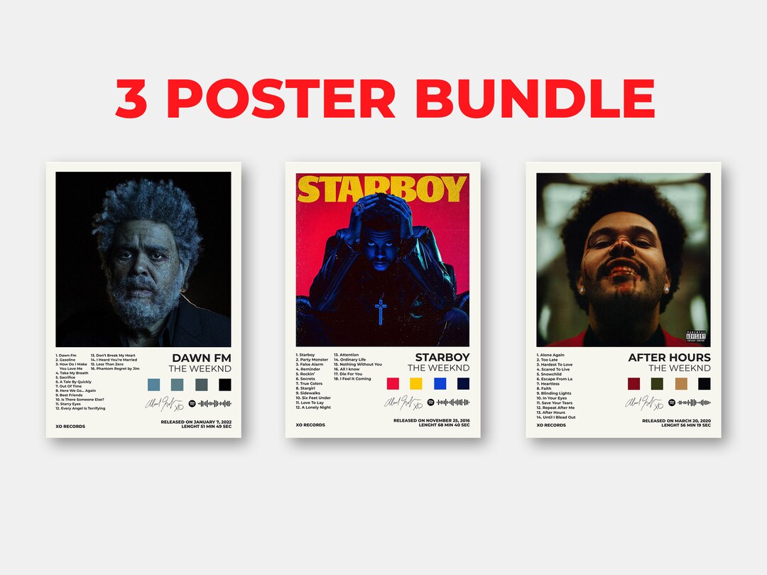 The Weeknd Poster Bundle the Weeknd Album Poster Starboy Art the Weeknd ...
