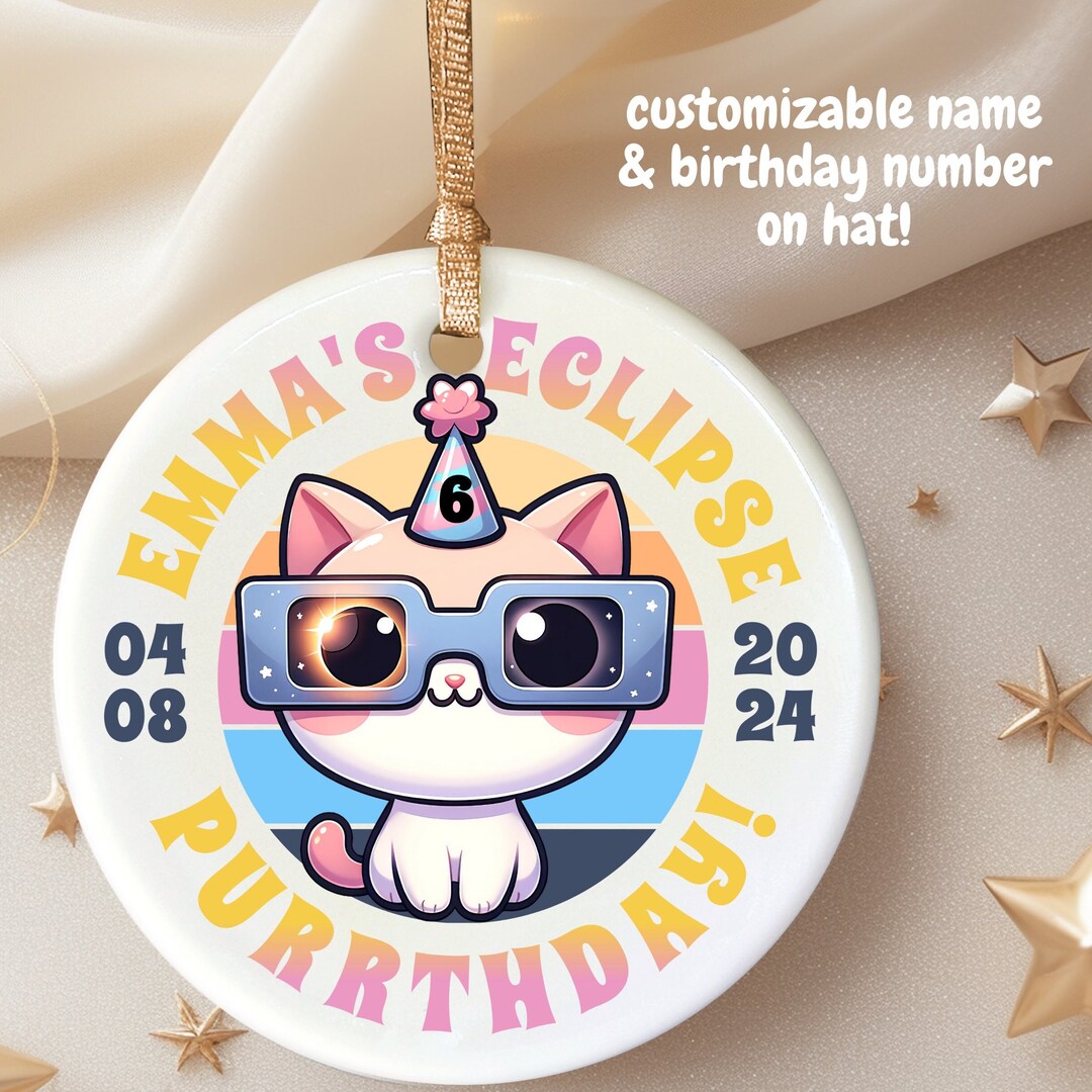 Eclipse Birthday Souvenir Gift for Cat Lover Girl custom Total Solar ...