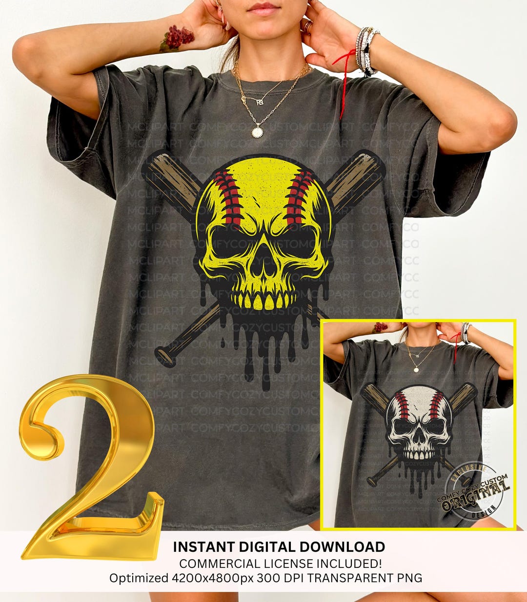 Drippy Softball Skull Bats PNG | Baseball Ice Cream Drip (digital ...