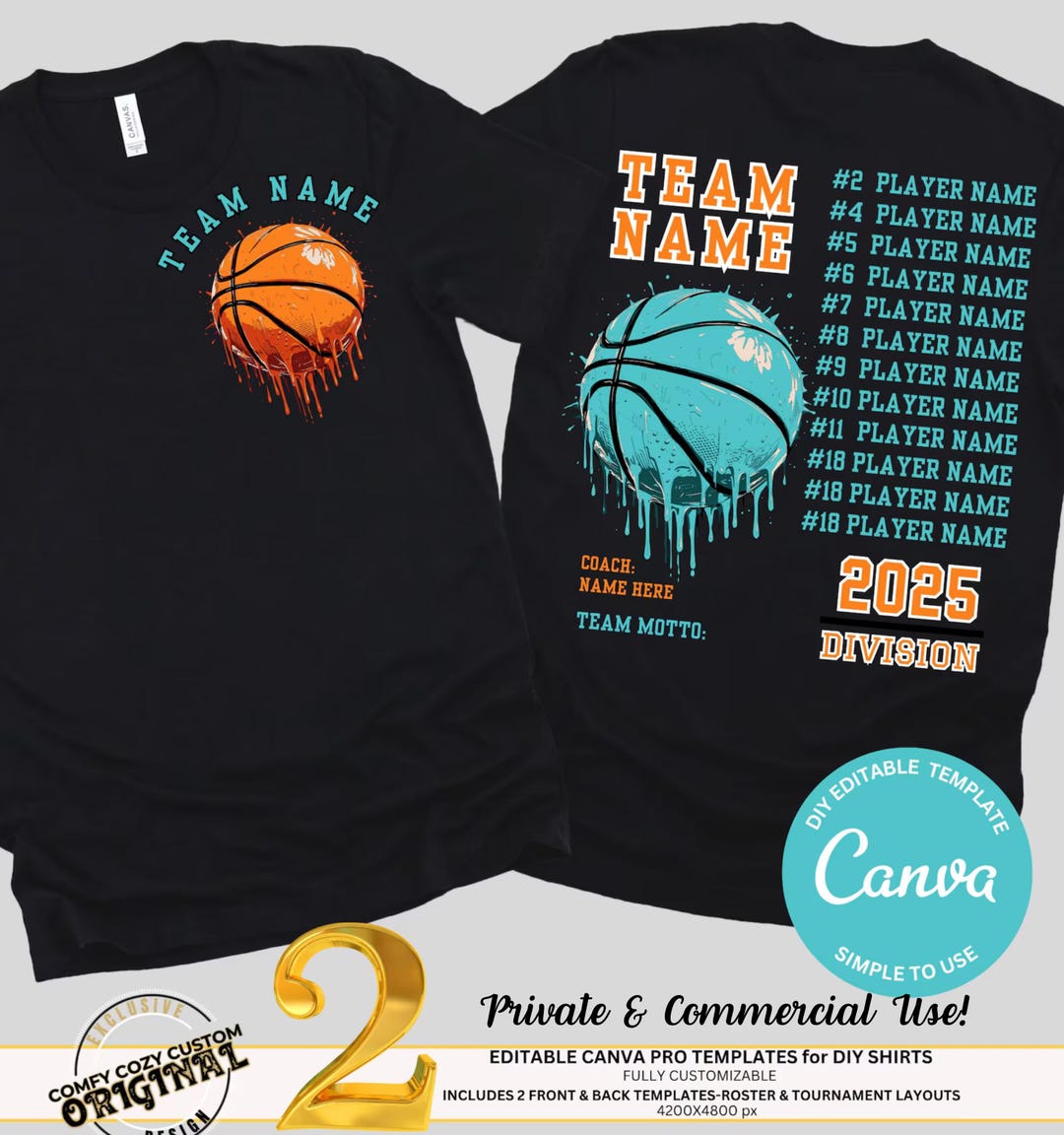 Editable Canva Template Drip Basketball Tournament & Roster Shirt ...