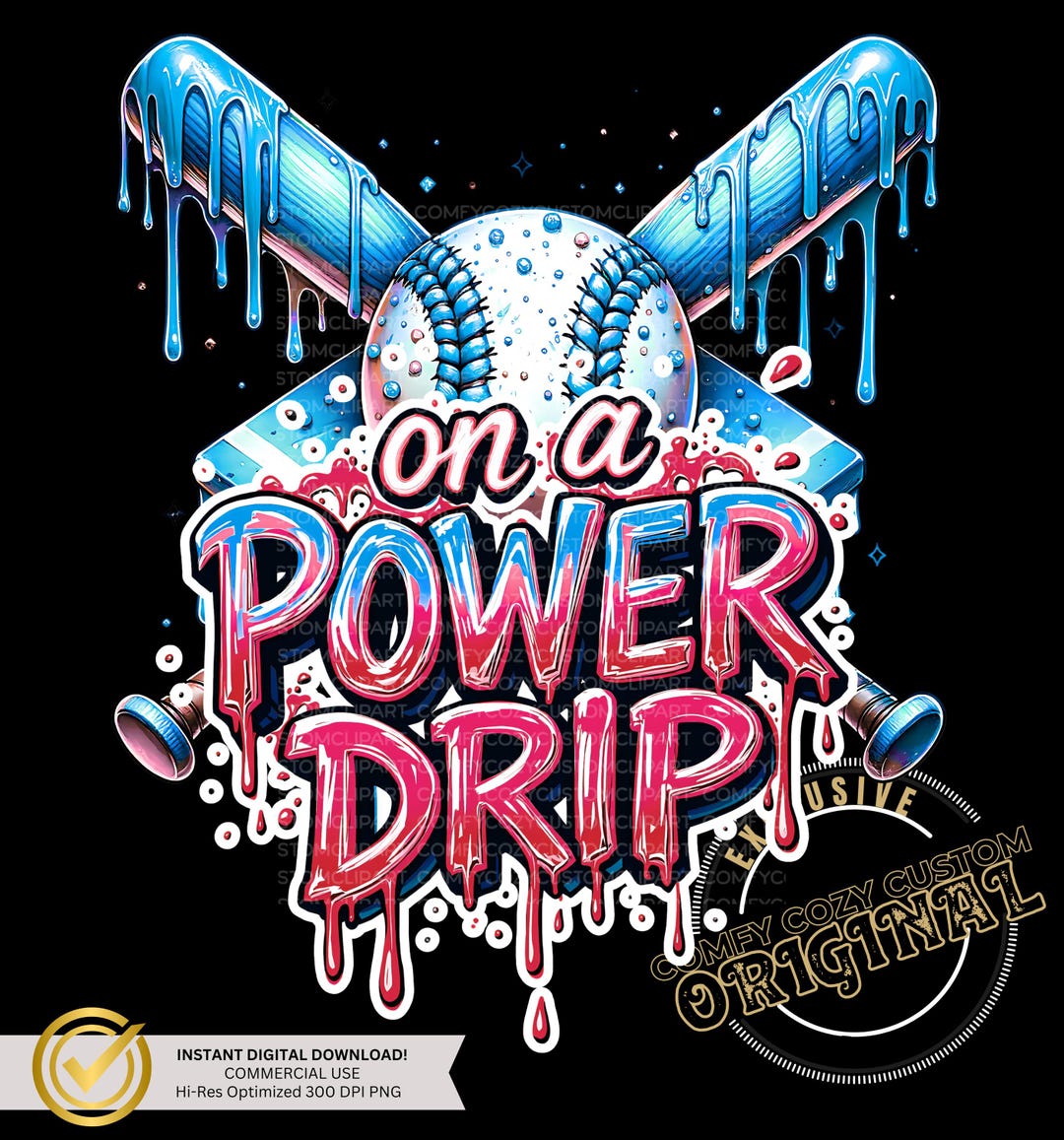 On a Power Drip|dripping Baseball Sports Drip Drippy|icecream Drip Png|blue and Red|sport Team ...