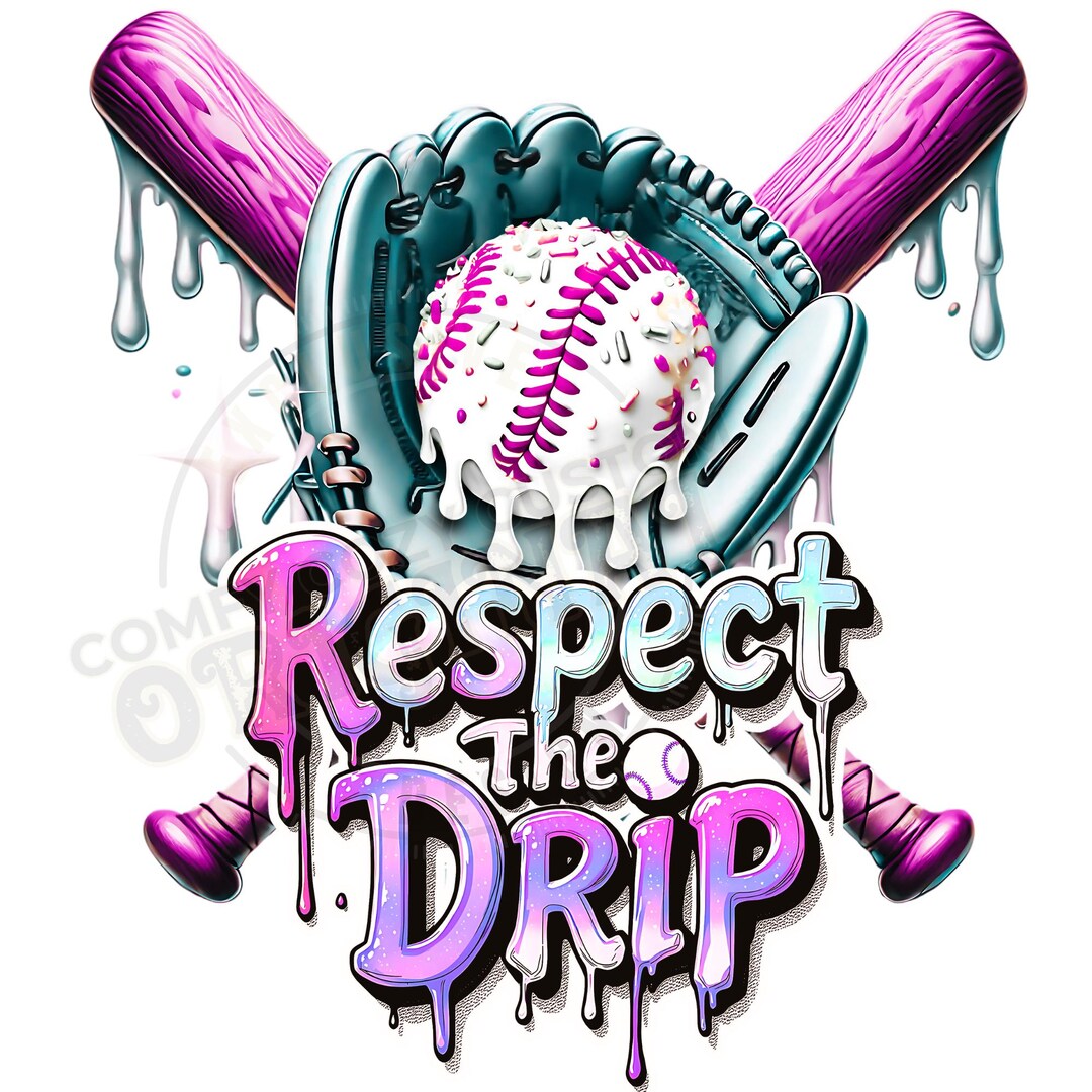 Baseball Ice Cream Drip Pink Purple Teal Blue Girly Baseball PNG ...