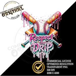 Baseball Ice Cream Drip PNG for Diy Teeshirt|ice Cream Sprinkle DTF ...