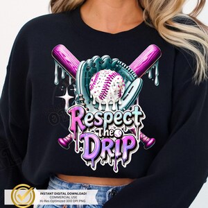 Baseball Ice Cream Drip Pink Purple Teal Blue Girly Baseball PNG ...