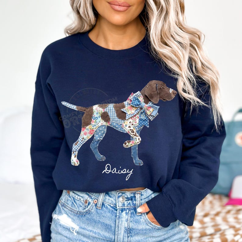 German Shorthaired Pointer Sweatshirt | Faux Patchwork Dog Shirt | Gift ...