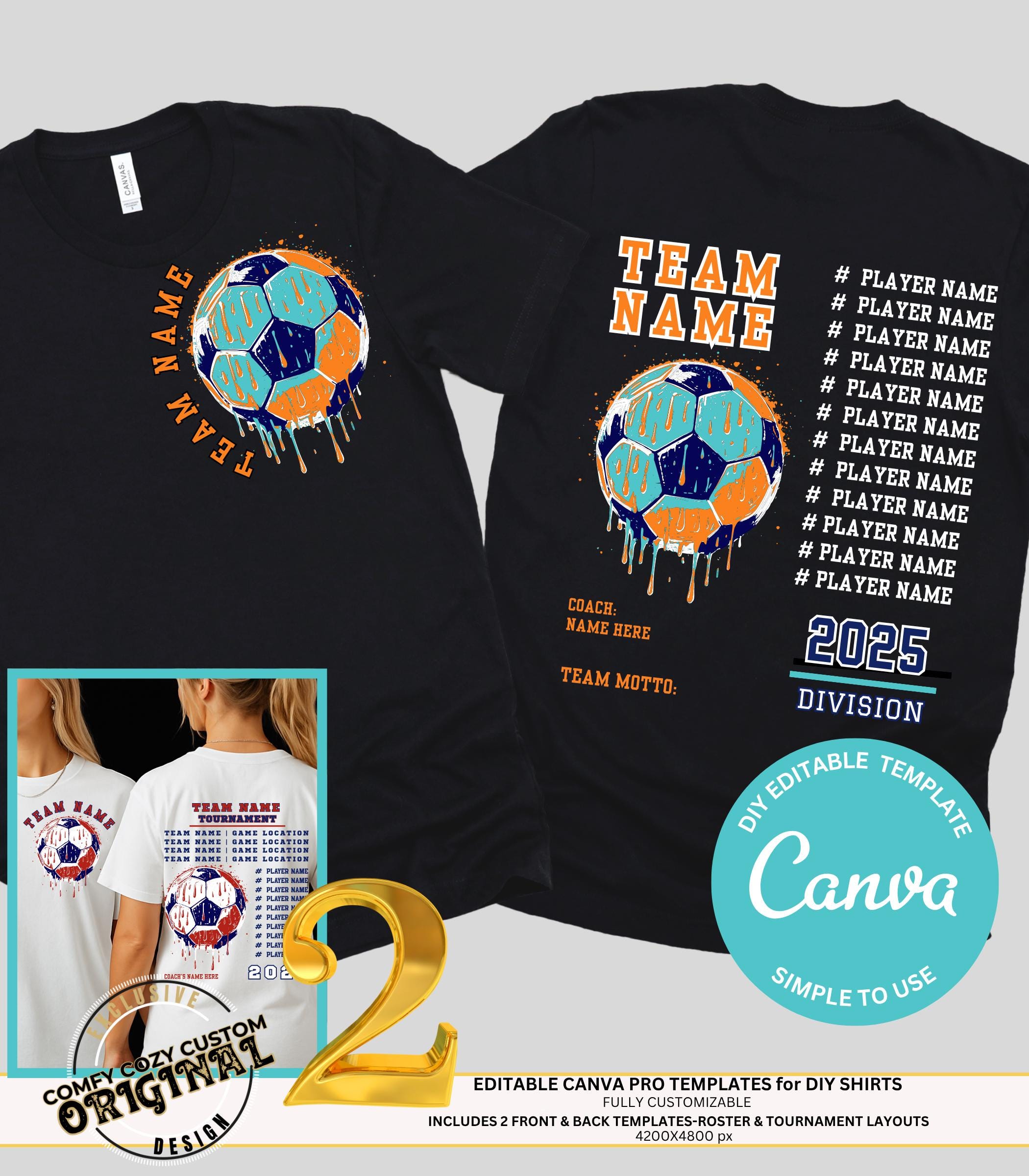 Editable Canva Template Soccer SVG Tournament & Roster Shirt Design PNG ...