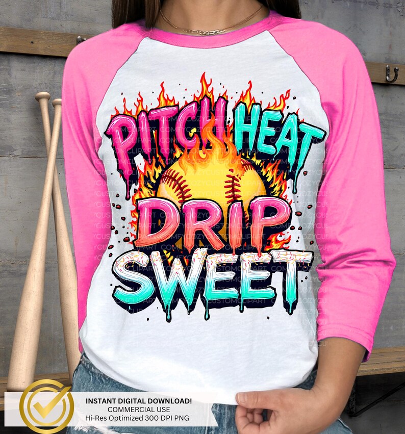 Cute Pitcher Softball Melt Ice Cream Glove Drippy Bat Ball Dripping ...