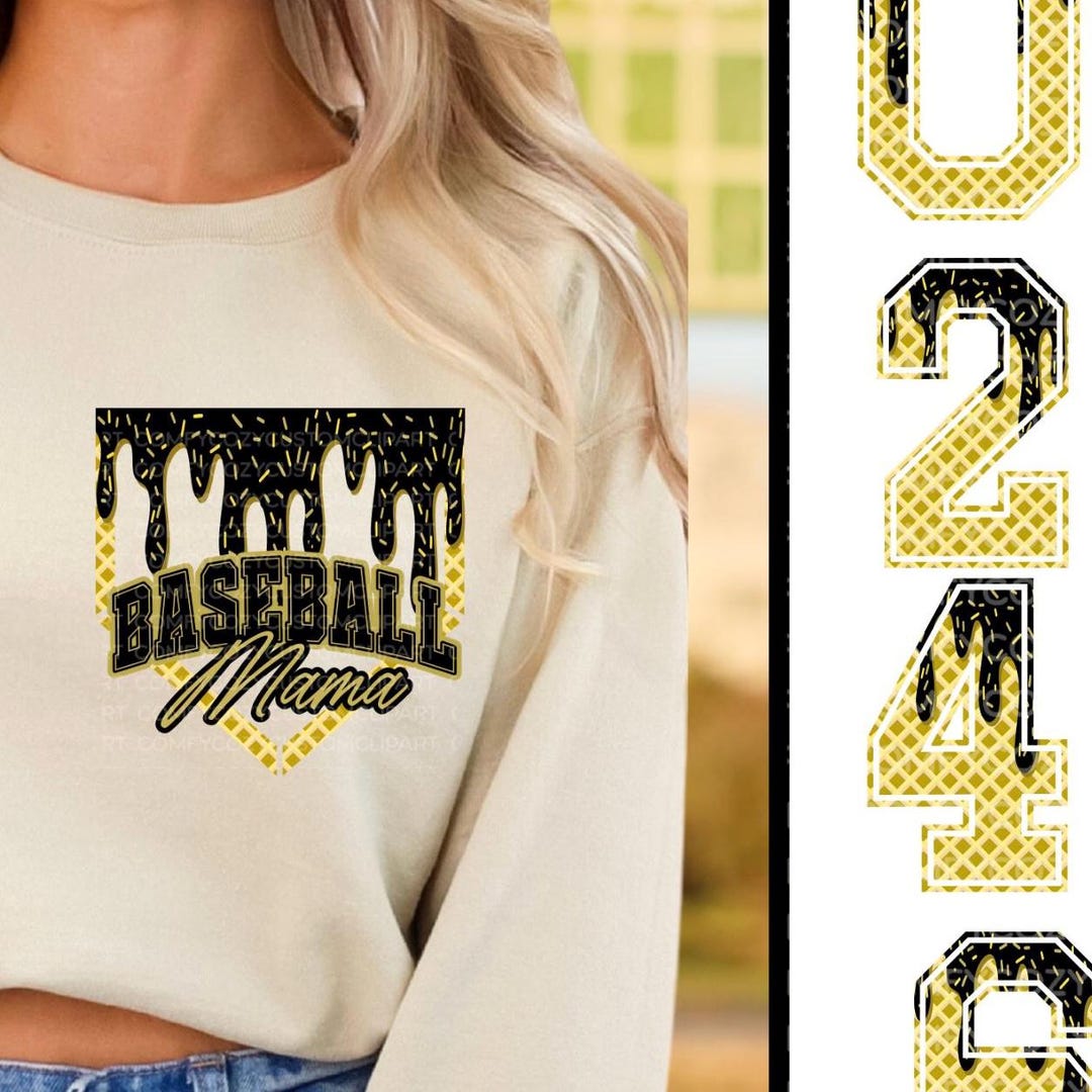 Icecreamsprinkle Drip Numbers Baseballmama PNG Bundle|black Gold Ice ...
