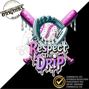 Baseball Ice Cream Drip Pink Purple Teal Blue Girly Baseball PNG ...