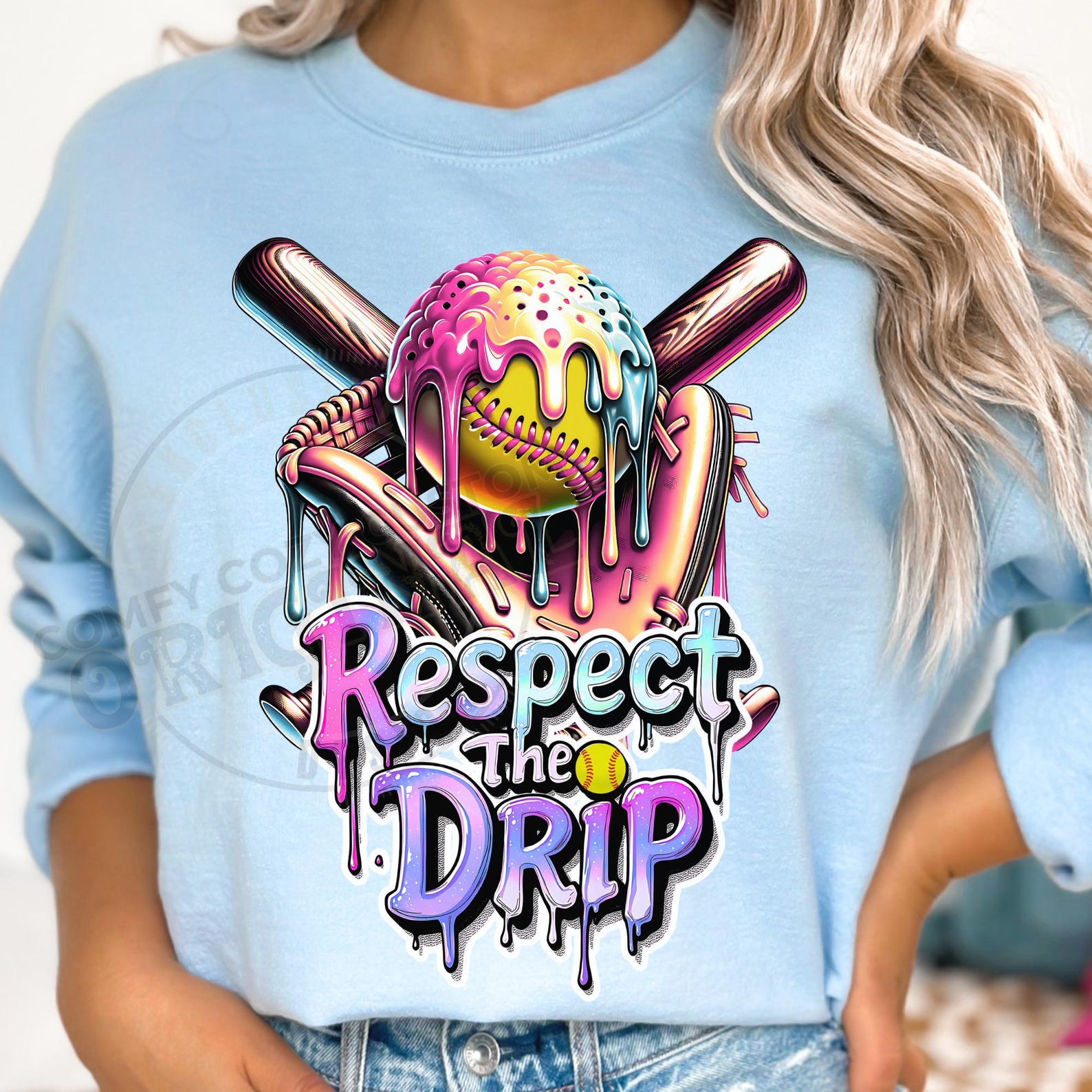 Dripping Softball PNG | Respect the Drip Sports Team Design - Etsy