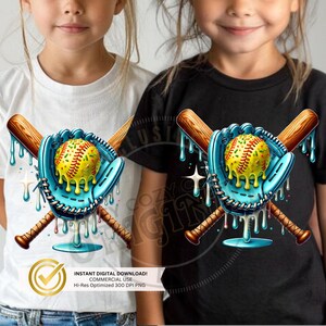 Softball Melt Ice Cream Glove Drippy Bat Ball|softball Dripping|teal ...