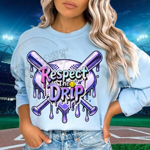 Softball Diamond Drippy Ice Cream Drip Pink Purple Teal Blue PNG ...