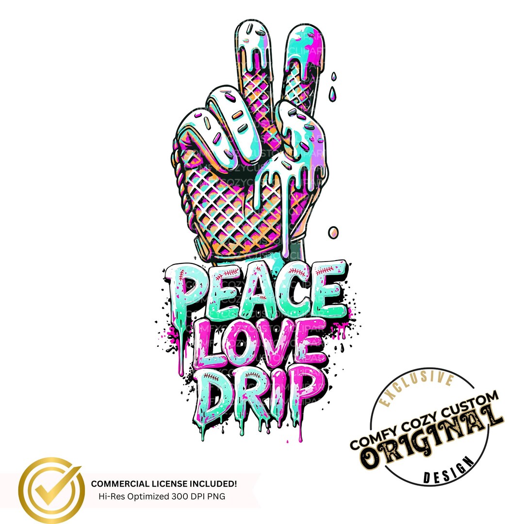 Peace Love Drip|respect the Drip Baseball Bat Glove Ice Cream Drips Png ...
