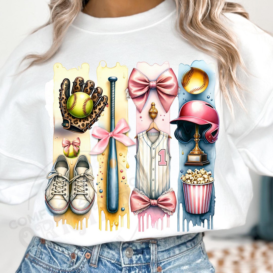 RETRO Brushstroke Gameday Game Day Softball Brushstroke Pastel Collage ...