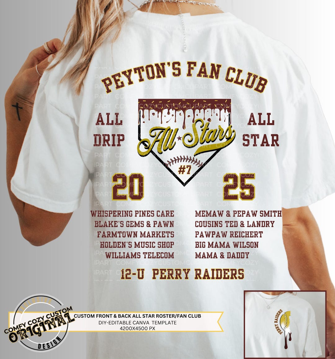 Editable Canva FAN CLUB Template Custom Drippy Ball Homeplate Softball ...