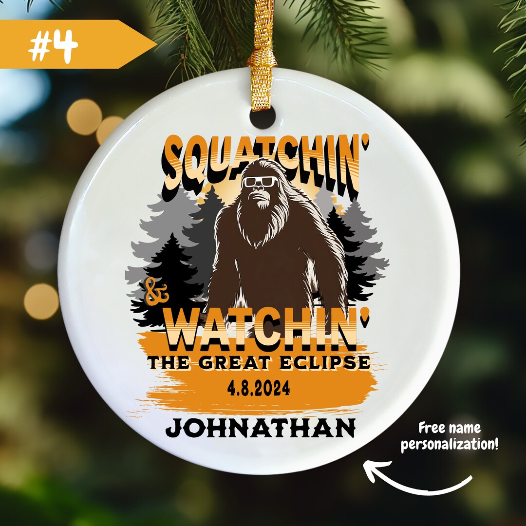 Personalized Eclipse Ornament Souvenir Gift for Bigfoot Kidssasquatch Christmas 2024 ...