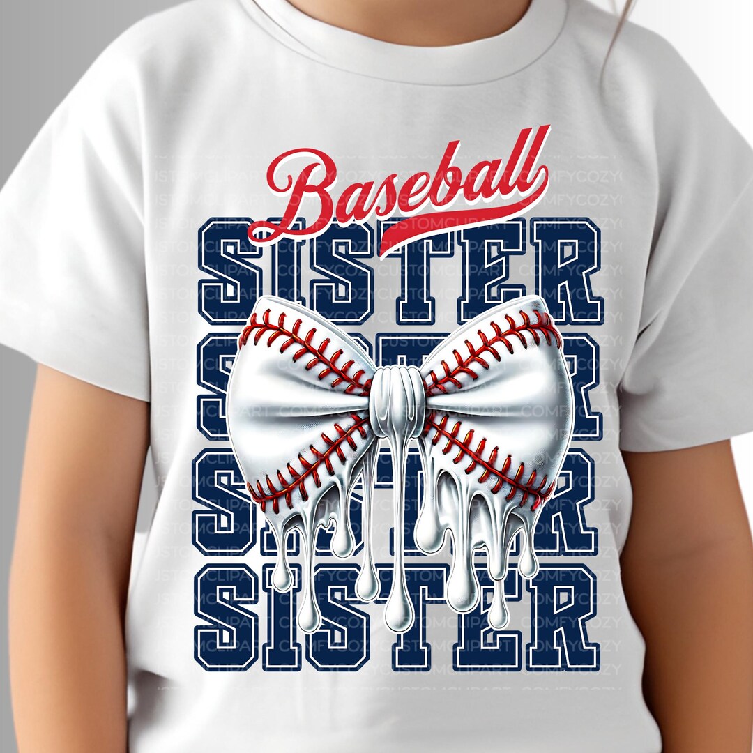Drippy Baseball Coquette Bow SISTER Png Game Day Vintage |cute Baseball ...