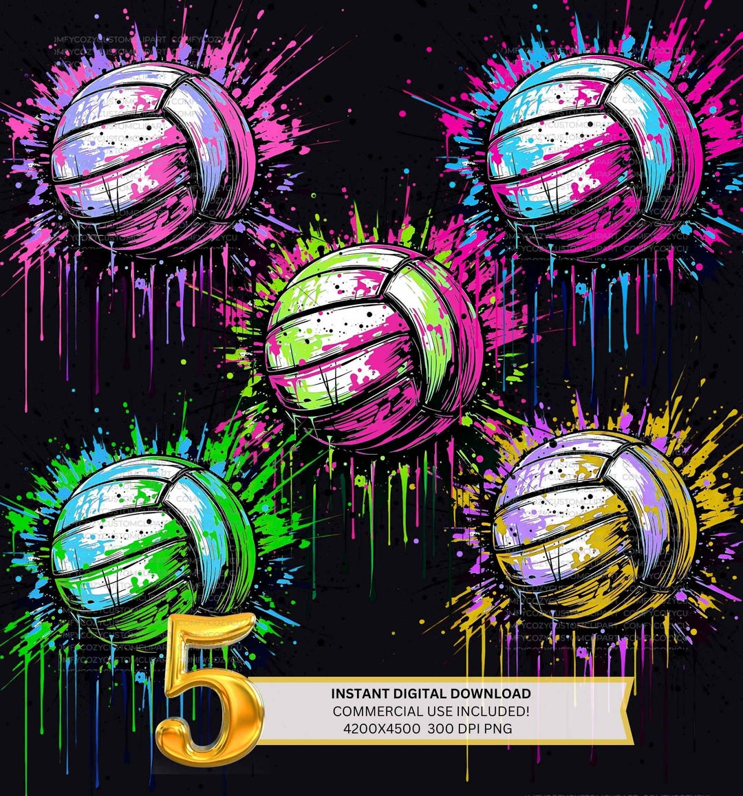 Neon Coquette Y2K Volleyball Melt Ice Cream Drippy Ball PNG Bundle ...
