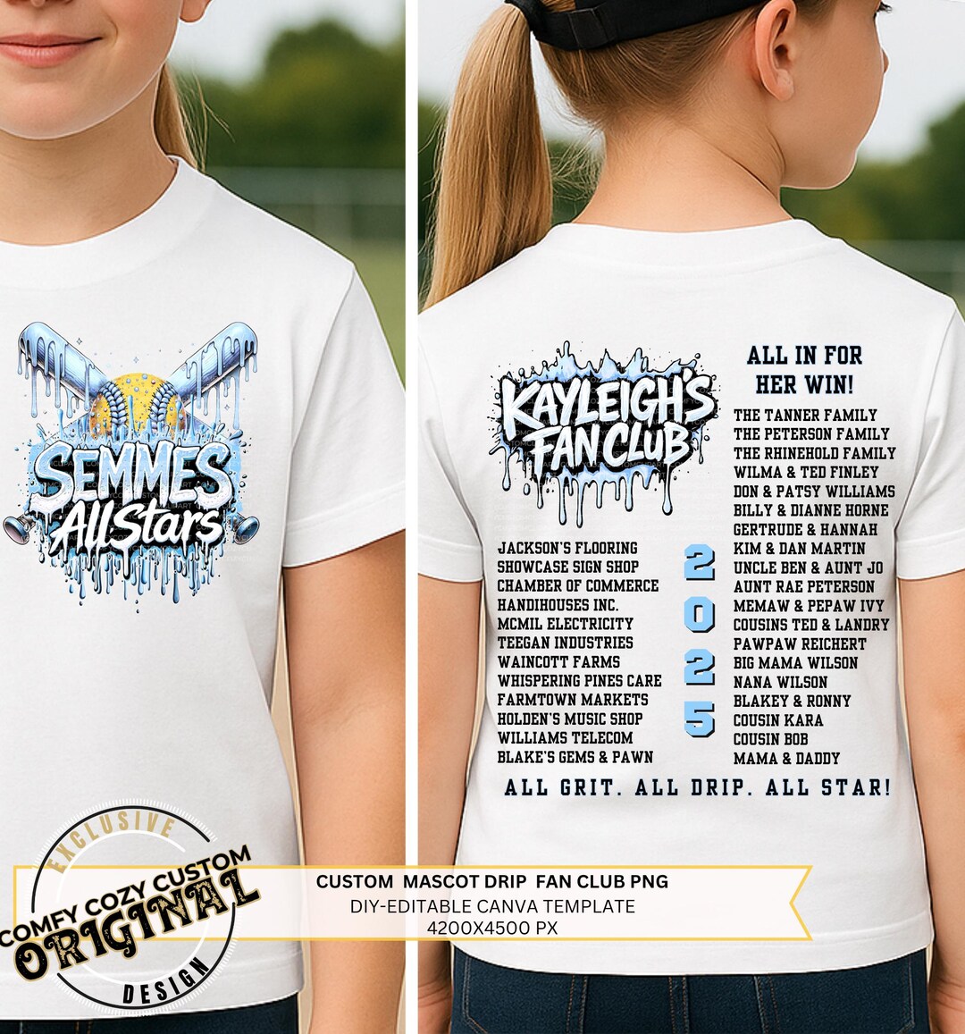 Drippy Softball Fan Club Shirt Template: Editable Canva Design (digital ...