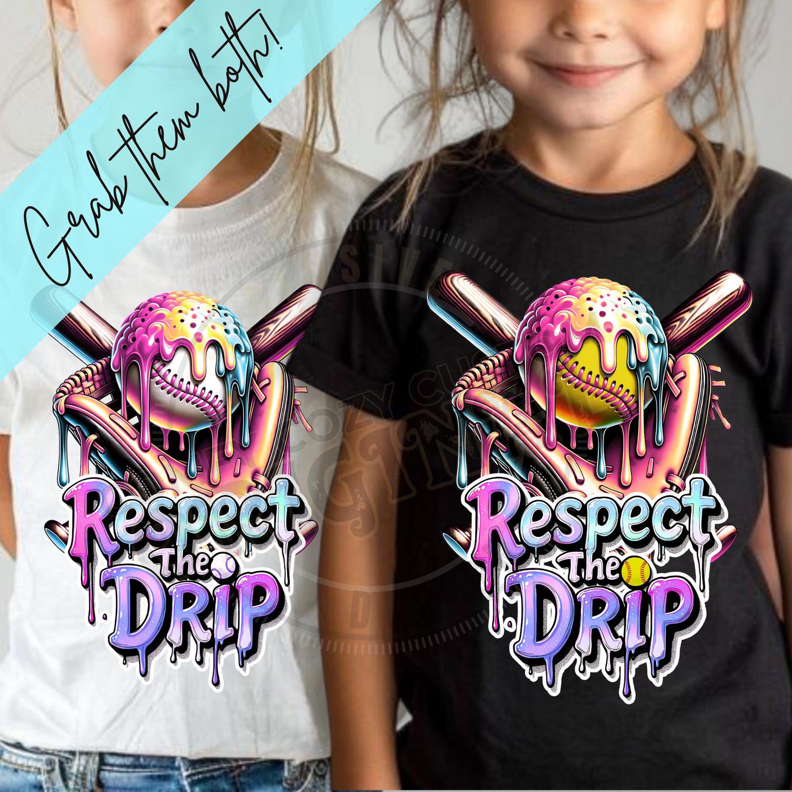 Softball Diamond Drippy Ice Cream Drip Pink Purple Teal Blue PNG ...
