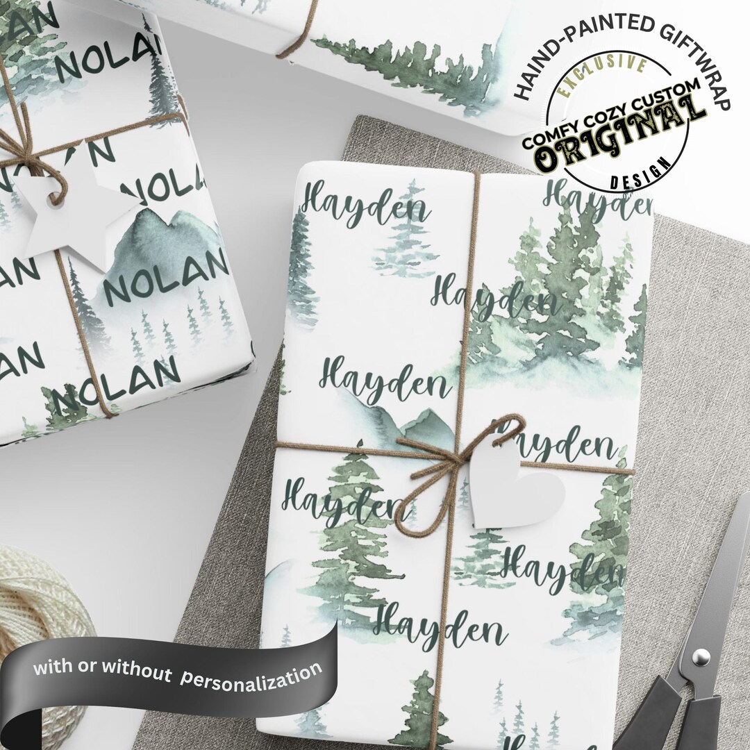 Hand-painted Bespoke Gift Wrap-custom Name Winter Wrapping Paper ...