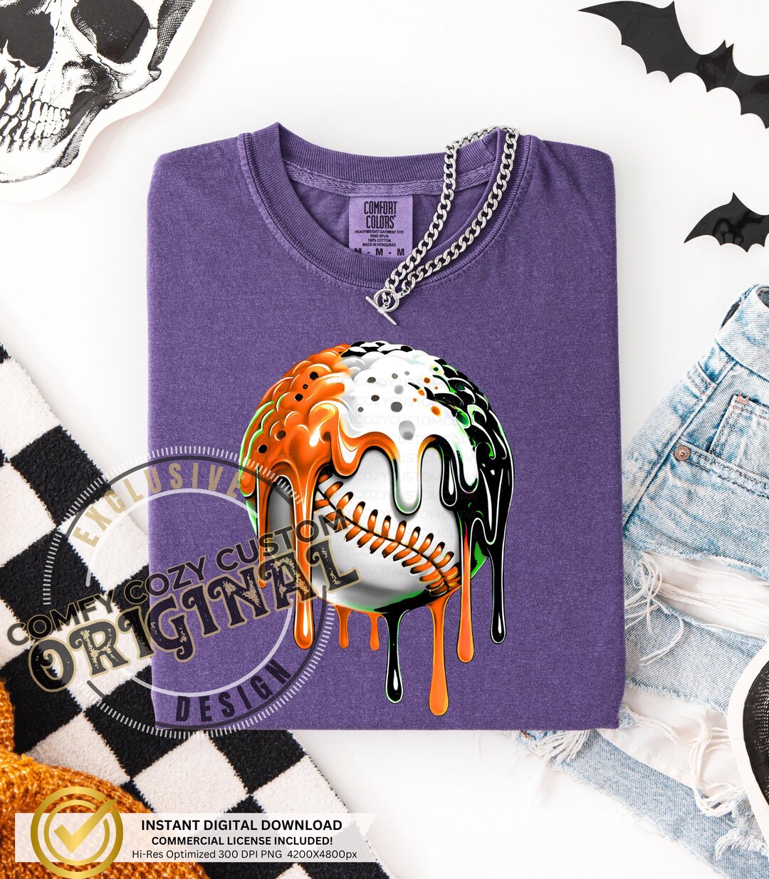 Drippy HALLOWEEN Baseball Drip, Orange Black Dripping Baseballs Drips ...